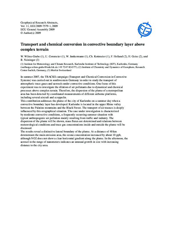 (PDF) Transport and chemical conversion in convective boundary layer ...
