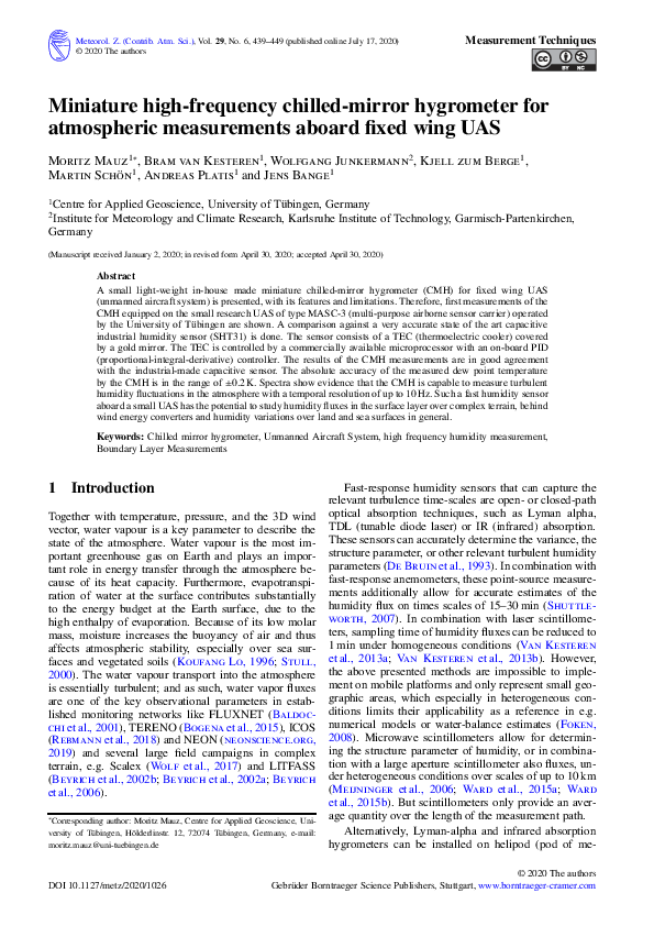 (PDF) Miniature high-frequency chilled-mirror hygrometer for ...