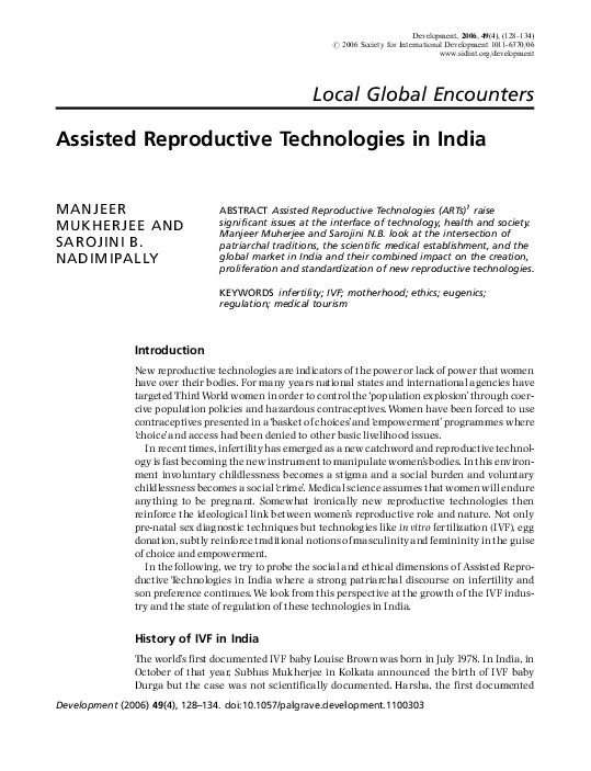 (PDF) Assisted Reproductive Technologies in India