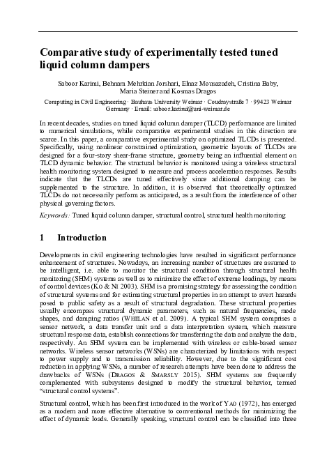 (PDF) Comparative study of experimentally tested tuned liquid column ...
