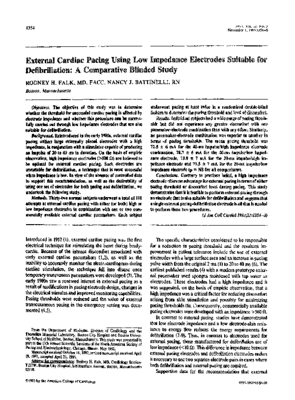(PDF) External cardiac pacing using low impedance electrodes suitable ...