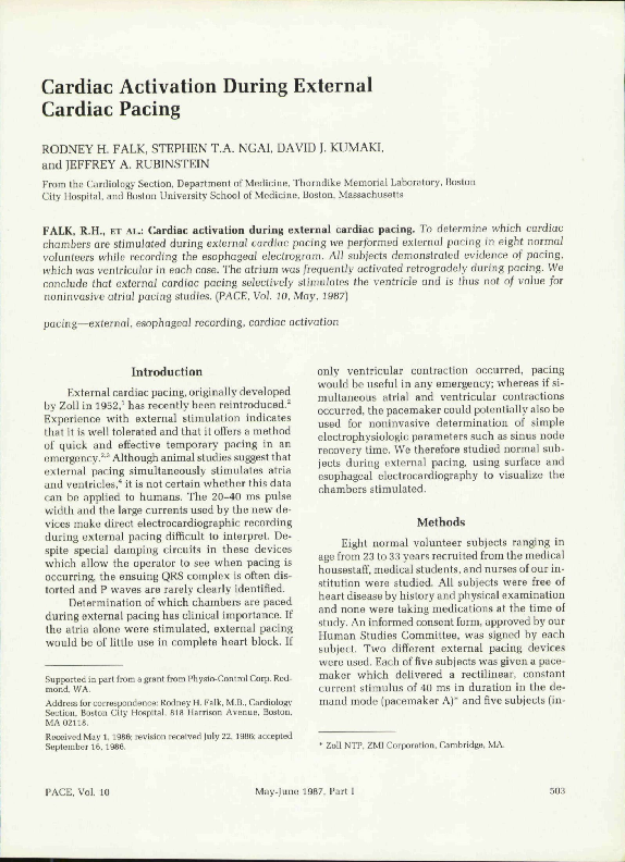 (PDF) Cardiac Activation During External Cardiac Pacing