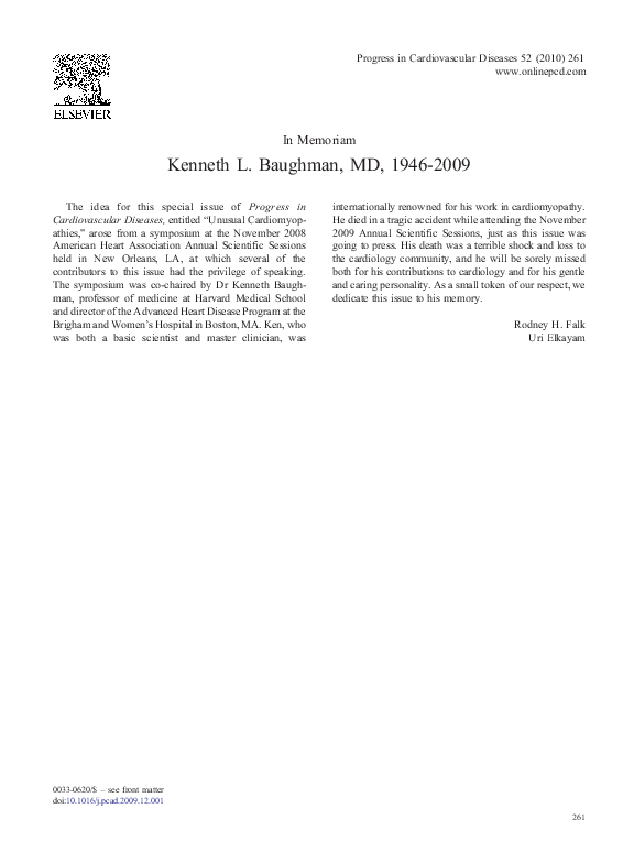 (PDF) Kenneth L. Baughman, MD, 1946-2009 | Rodney Falk - Academia.edu