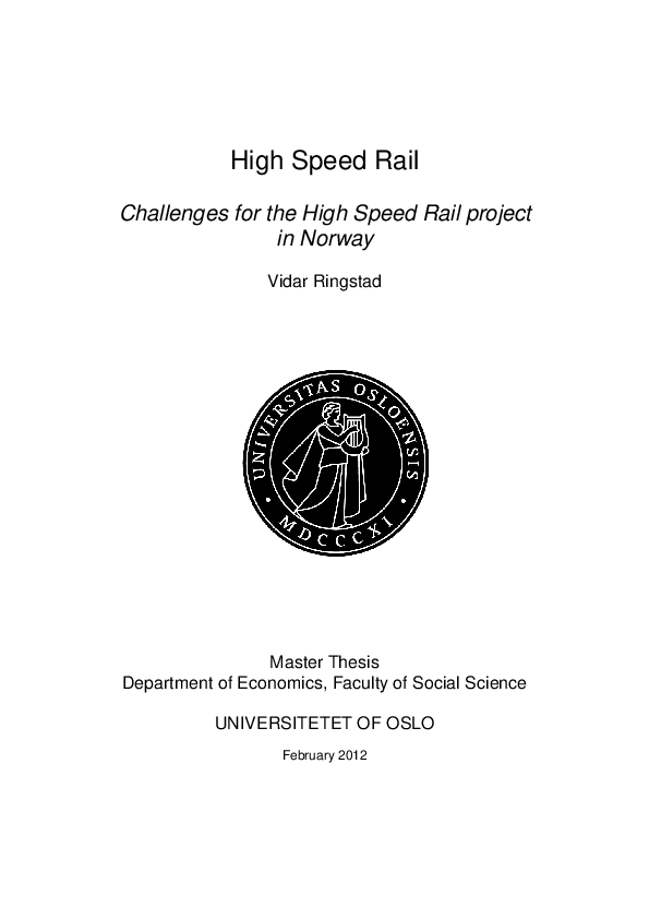(PDF) High speed rail : challenges for the high speed rail project in ...
