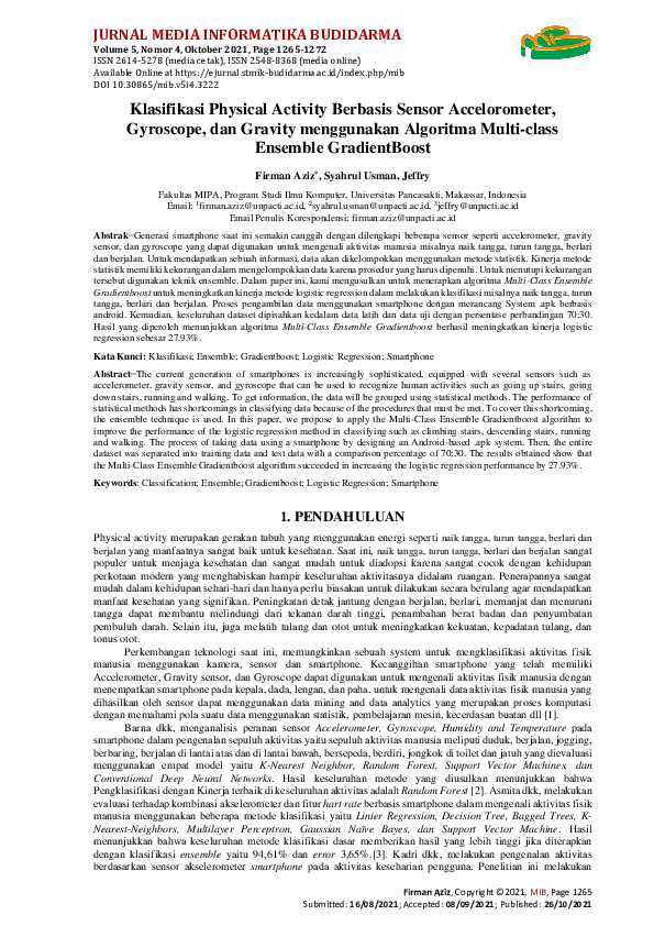 (PDF) Klasifikasi Physical Activity Berbasis Sensor Accelorometer, Gyroscope, dan Gravity ...