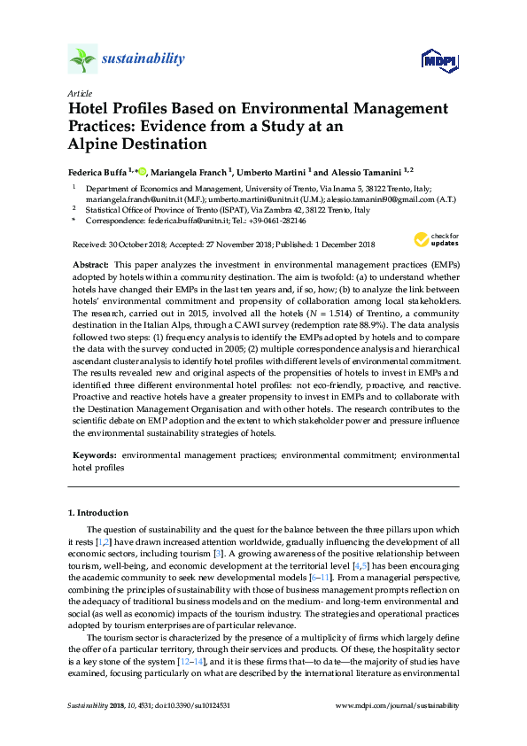 (PDF) Hotel Profiles Based on Environmental Management Practices ...