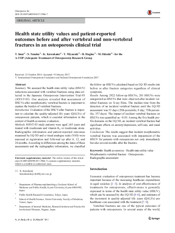 (PDF) Health state utility values and patient-reported outcomes before ...
