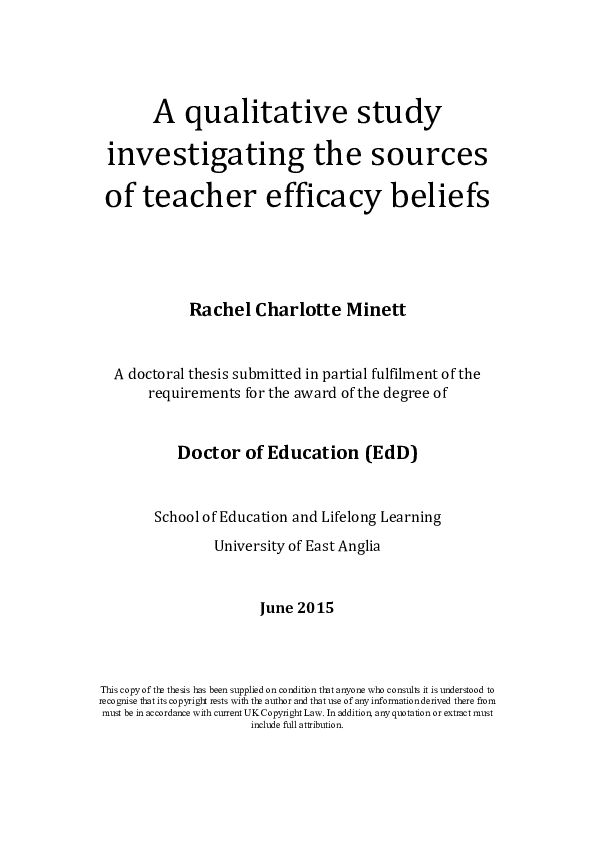 (PDF) A qualitative study investigating the sources of teacher efficacy beliefs