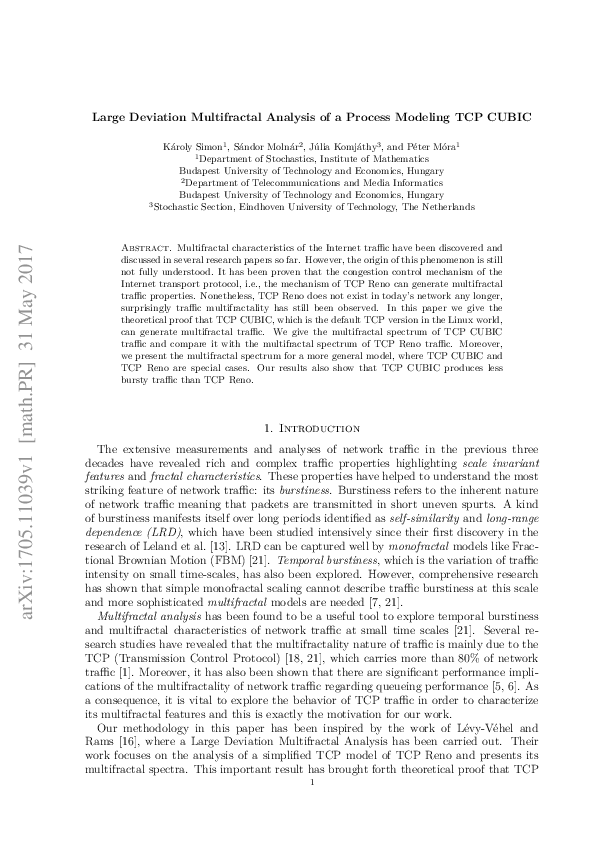 (PDF) Large Deviation Multifractal Analysis of a Process Modeling TCP CUBIC