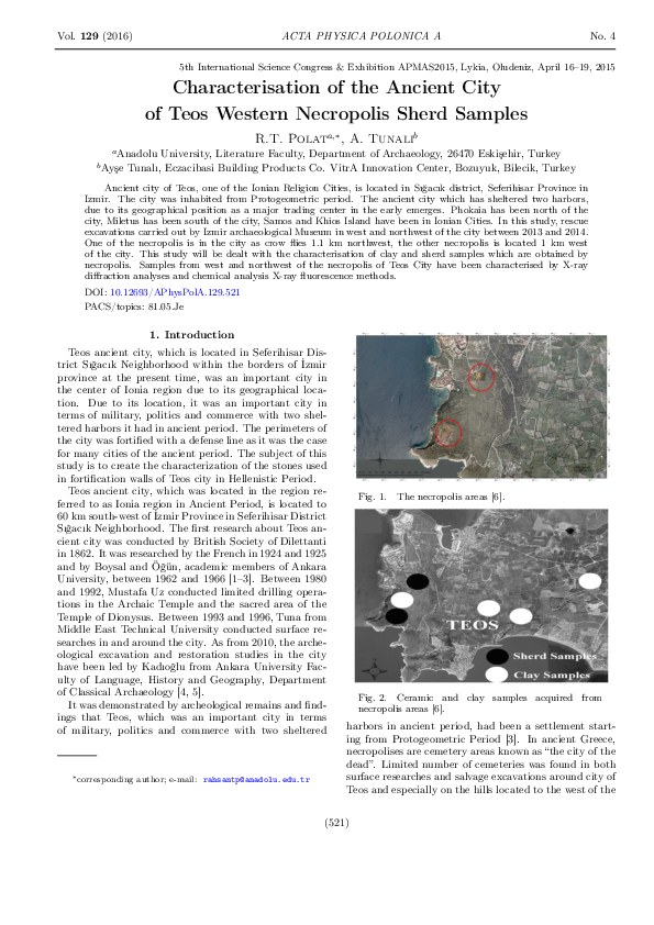 (PDF) Characterisation of the Ancient City of Teos Western Necropolis ...