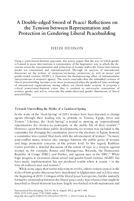 (PDF) A Double-edged Sword of Peace? Reflections on the Tension between ...