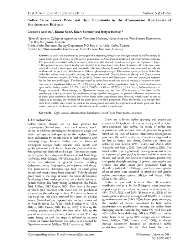 (PDF) Coffee Berry Insect Pests and their Parasitoids in the ...