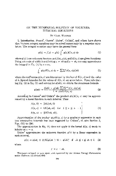 Pdf On The Numerical Solution Of Volterra Integral Equations On Equispaced Nodes Donatella