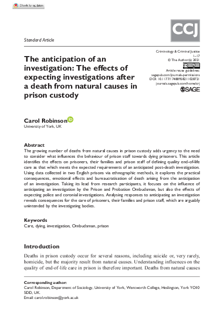 (PDF) The anticipation of an investigation: The effects of expecting ...