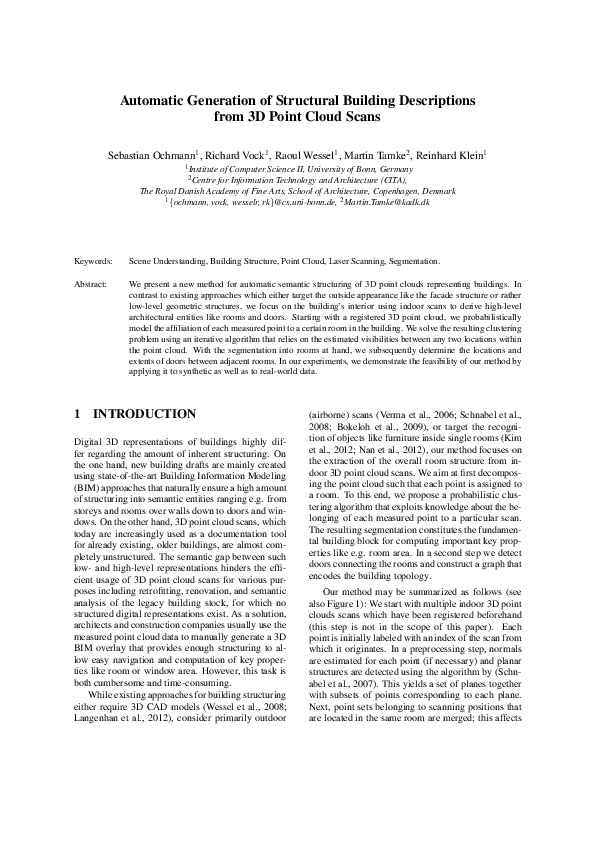 (PDF) Automatic Generation of Structural Building Descriptions from 3D ...