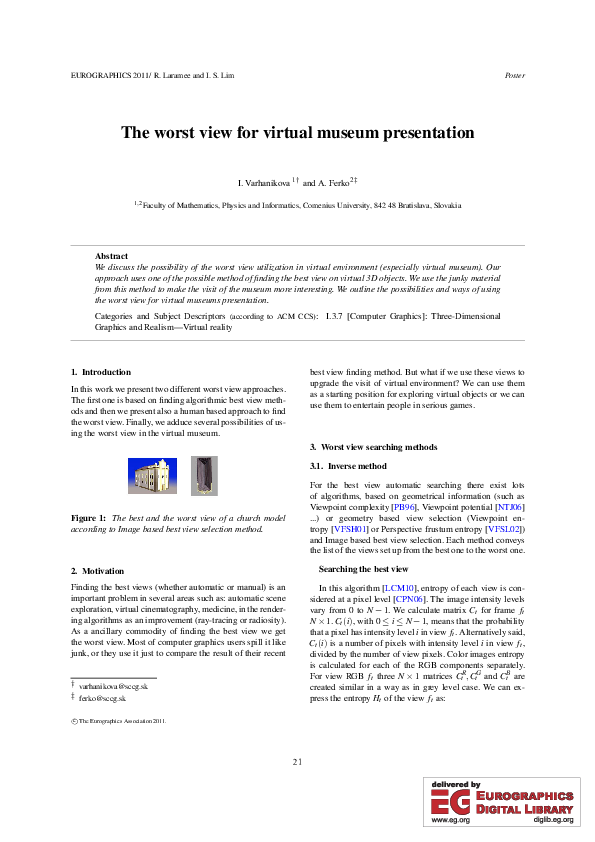 (PDF) The Worst View for Virtual Museum Presentation