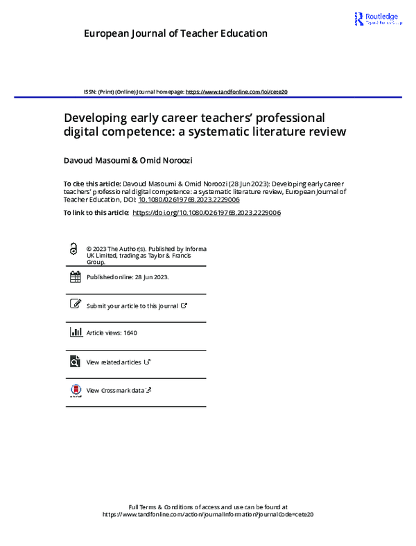 (PDF) Developing early career teachers’ professional digital competence: a systematic literature ...