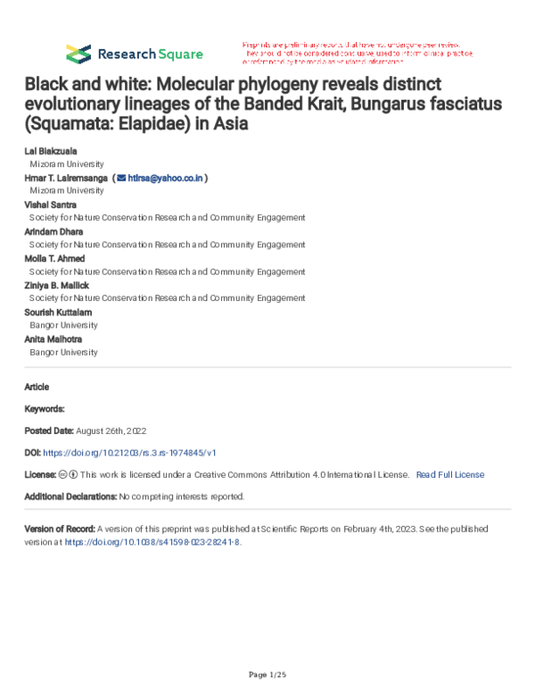 (PDF) Black and white: Molecular phylogeny reveals distinct ...
