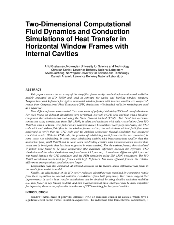 (PDF) Two-Dimensional Computational Fluid Dynamics and Conduction Simulations of Heat Transfer ...