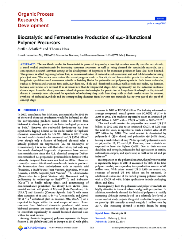 (PDF) Biocatalytic and Fermentative Production of α,ω-Bifunctional ...