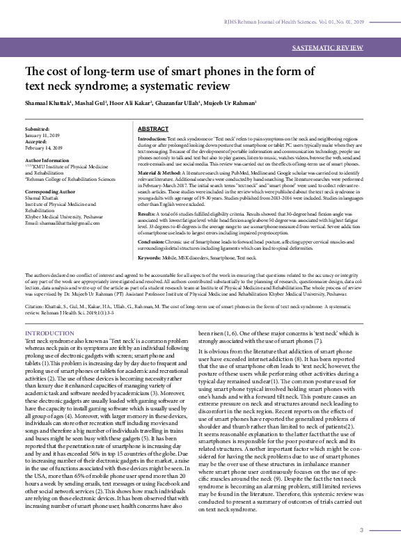 (PDF) The cost of long-term use of smart phones in the form of text ...