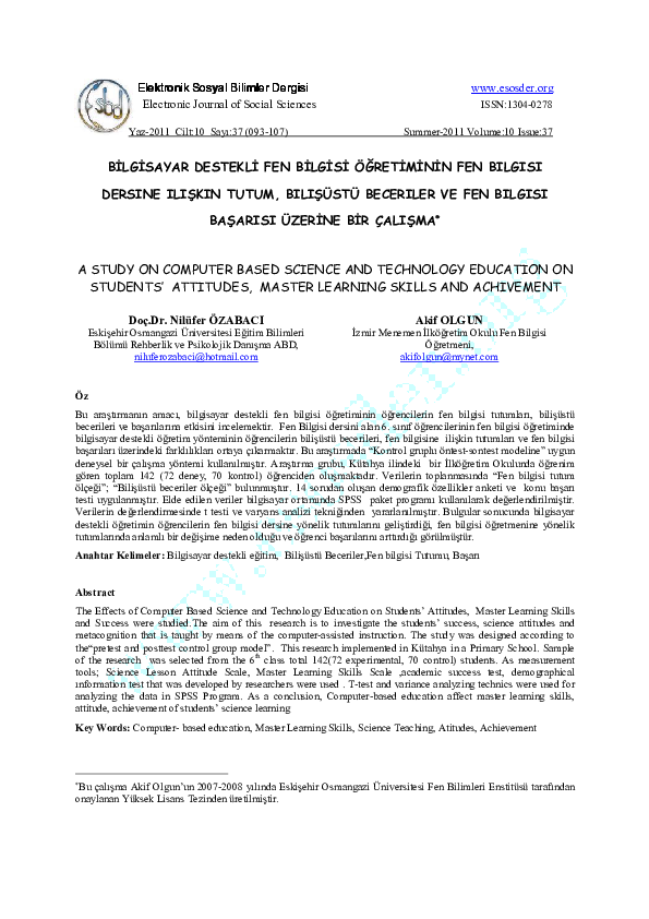 (PDF) A Study on Computer Based Science and Technology Education on ...
