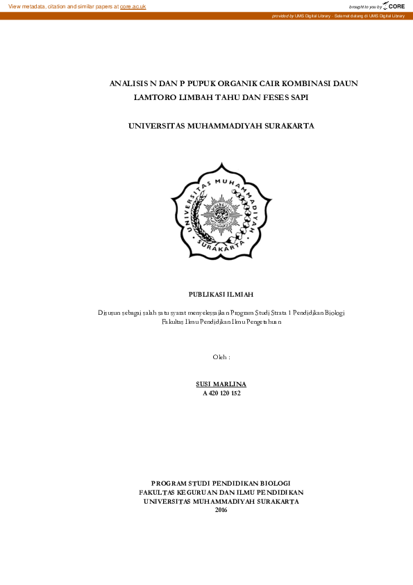 (PDF) Analisis N Dan P Pupuk Organik Cair Kombinasi DaunLamtoro Limbah ...