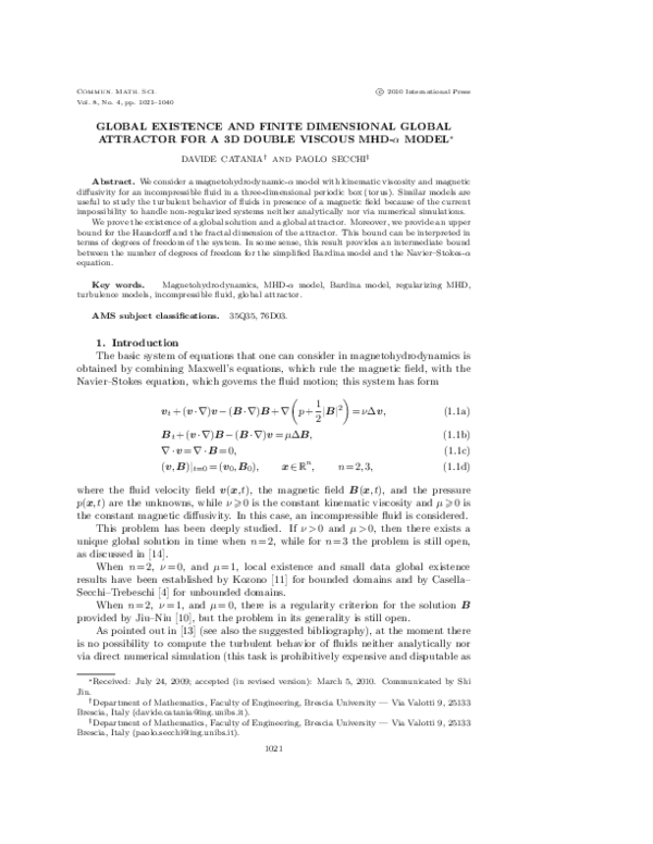 (PDF) Global existence and finite dimensional global attractor for a 3D ...