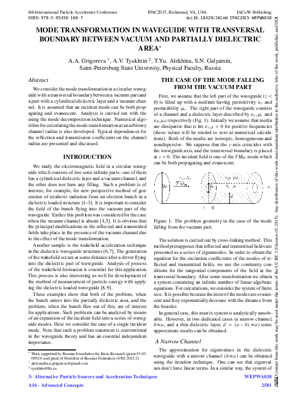 Mode Transformation in Waveguide with Transversal Boundary Between Vacuum and Partially ...