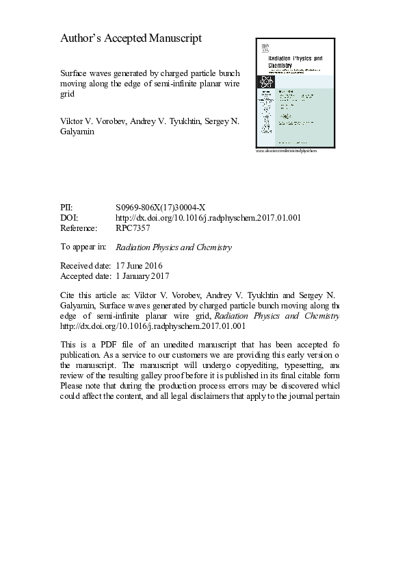 (PDF) Surface waves generated by charged particle bunch moving along ...