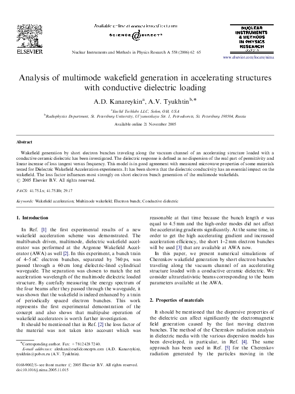(PDF) Analysis of multimode wakefield generation in accelerating structures with conductive ...