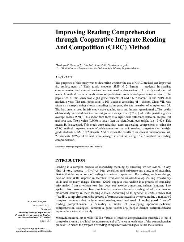 (PDF) Improving Reading Comprehension Through Cooperative Integrate Reading And Compotition ...