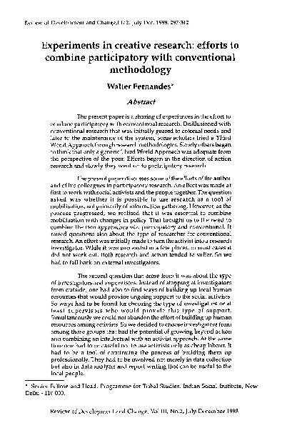 (PDF) Experiments in creative research: efforts to combine ...