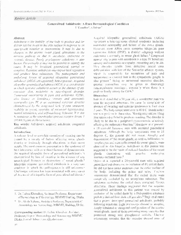 (PDF) Generalized Anhidrosis: A Rare Dermatological Condition