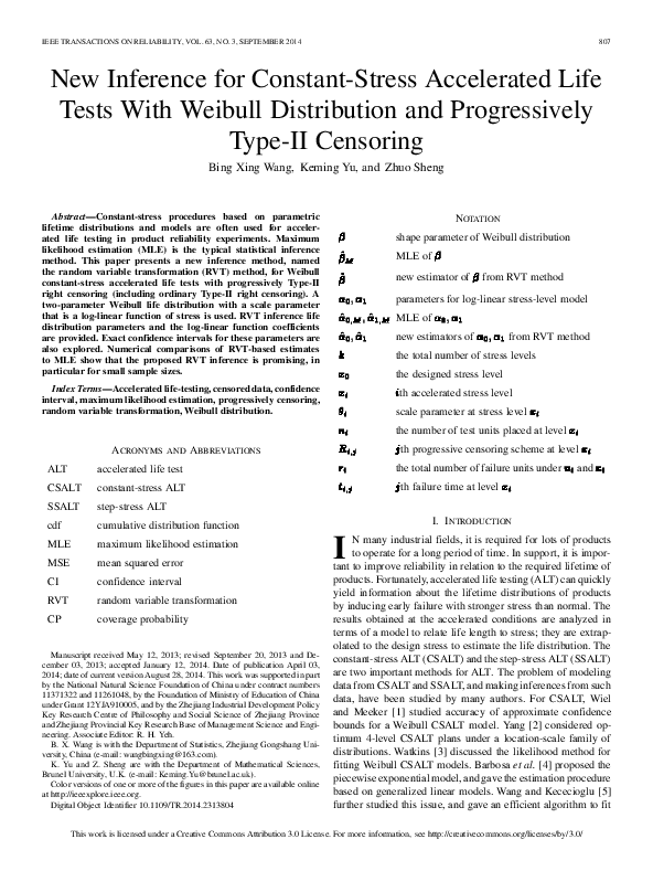 Pdf New Inference For Constant Stress Accelerated Life Tests With