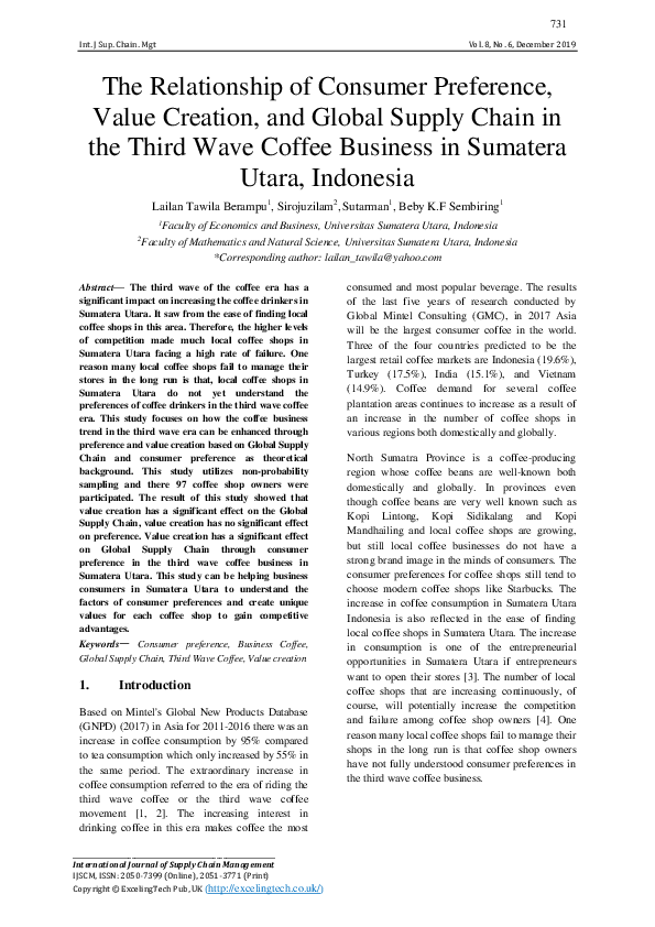 (PDF) The Relationship of Consumer Preference, Value Creation, and Global Supply Chain in the ...