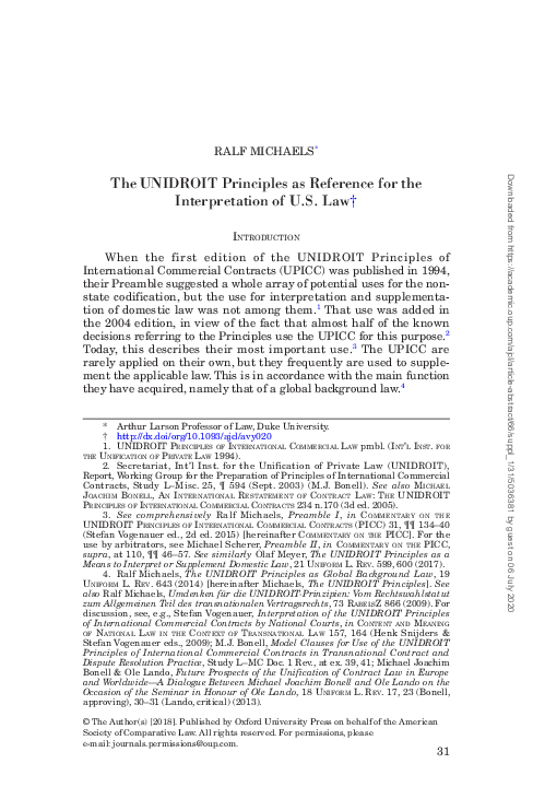 (PDF) The UNIDROIT Principles as Reference for the Interpretation of U ...