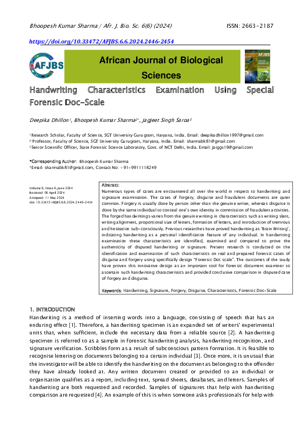 (PDF) Handwriting Characteristics Examination Using Special Forensic Doc-Scale