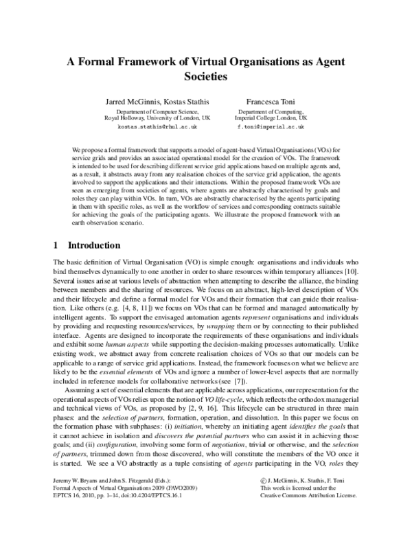(PDF) A Formal Framework of Virtual Organisations as Agent Societies | Kostas Stathis - Academia.edu