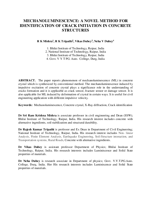 (PDF) Mechanoluminescence: A Novel Method for Identification of Crack ...