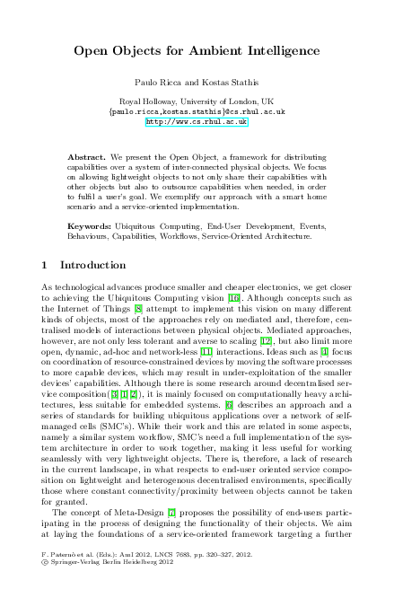 (PDF) Open Objects for Ambient Intelligence | Kostas Stathis - Academia.edu