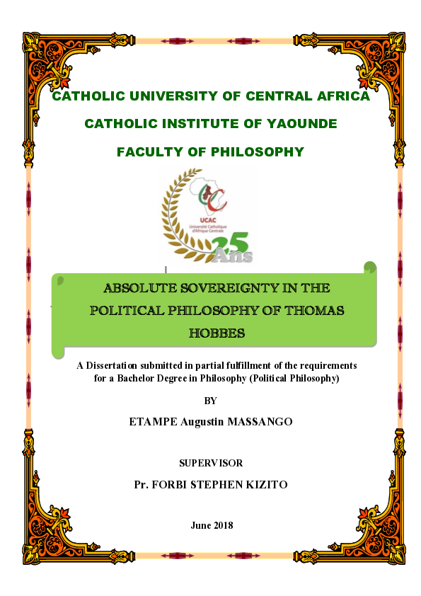 (PDF) ABSOLUTE SOVEREIGNTY IN THE POLITICAL PHILOSOPHY OF THOMAS HOBBES