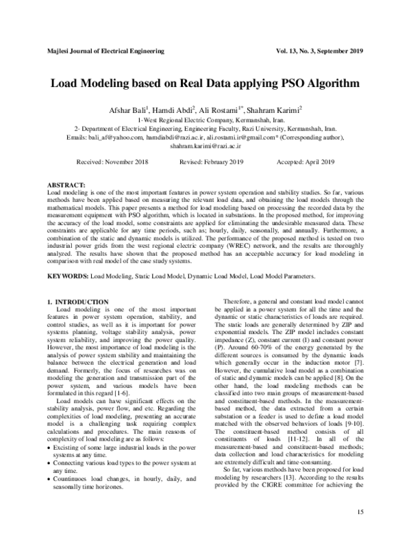 (PDF) Load Modeling based on Real Data applying PSO Algorithm