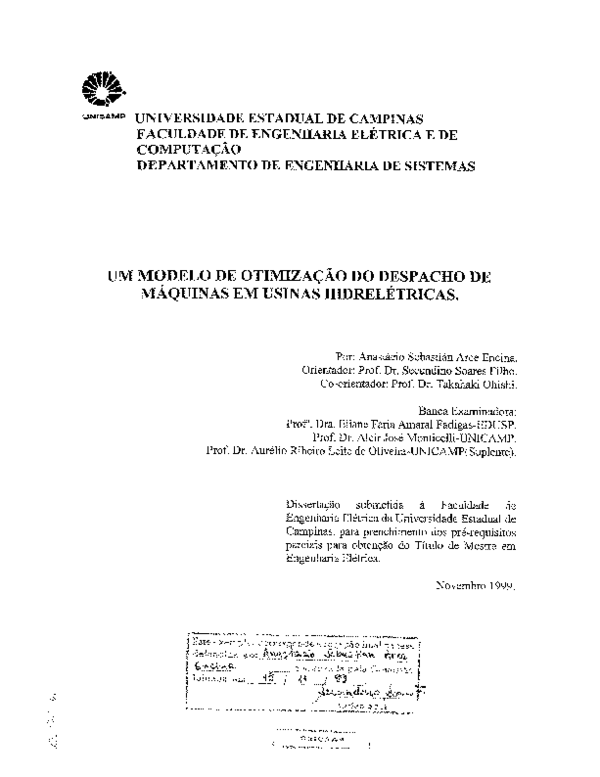 Pdf Um Modelo De Otimização Do Despacho De Maquinas Em Usinas