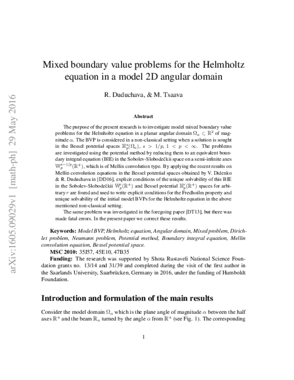 (PDF) Mixed Boundary Value Problems for the Helmholtz Equation