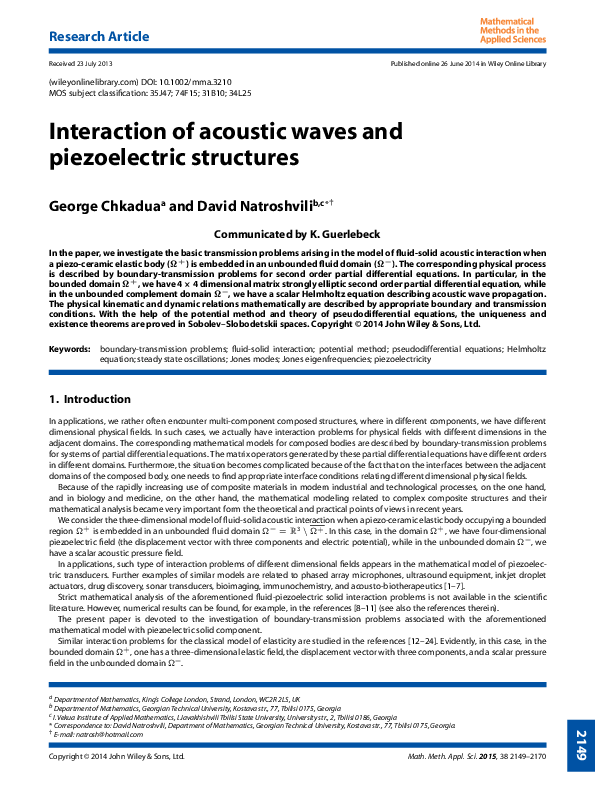 (PDF) Interaction of acoustic waves and piezoelectric structures
