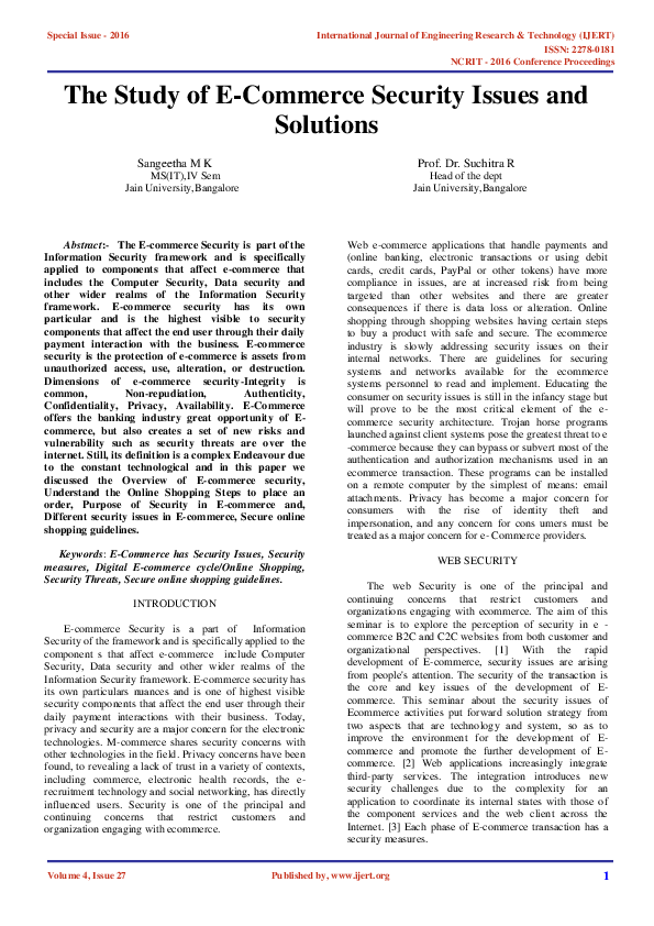 (PDF) The Study of E-Commerce Security Issues and Solutions
