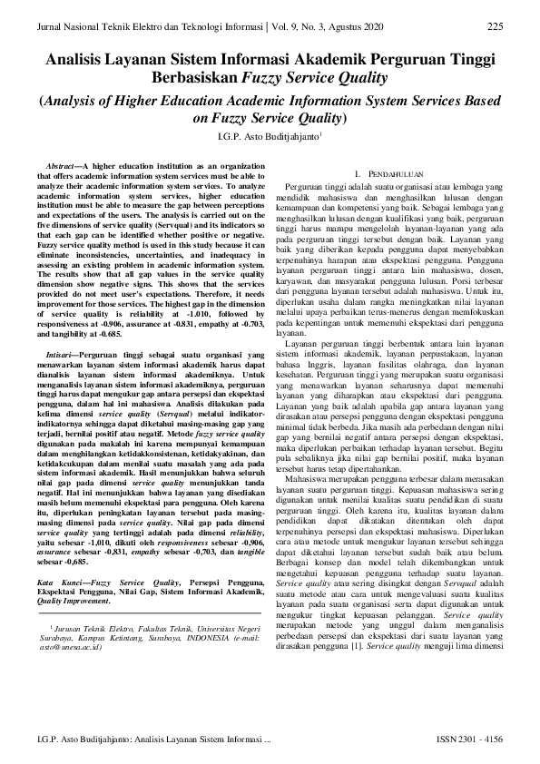 (PDF) Analisis Layanan Sistem Informasi Akademik Perguruan Tinggi Berbasiskan Fuzzy Service Quality