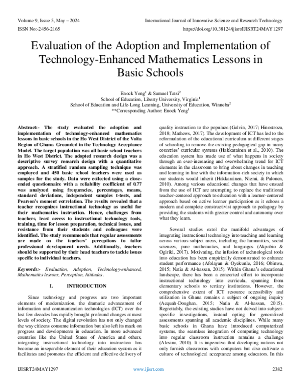 (PDF) Evaluation of the Adoption and Implementation of Technology ...