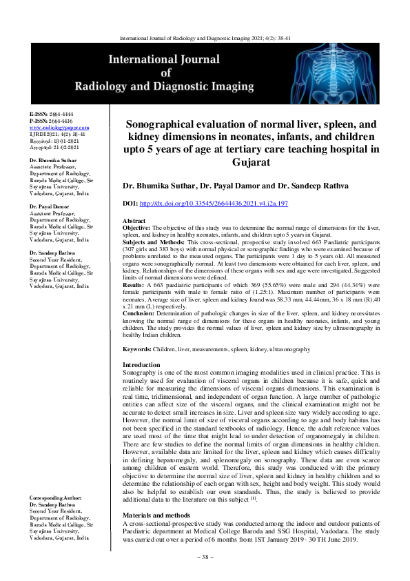 (PDF) Sonographical evaluation of normal liver, spleen, and kidney ...
